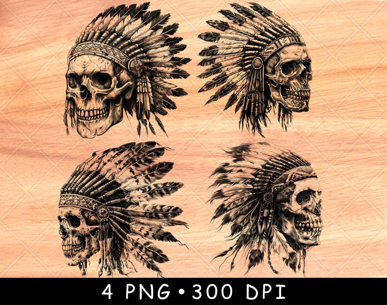 Skull Native Indian American Warrior Skeleton Tribe Chief Laser File ...