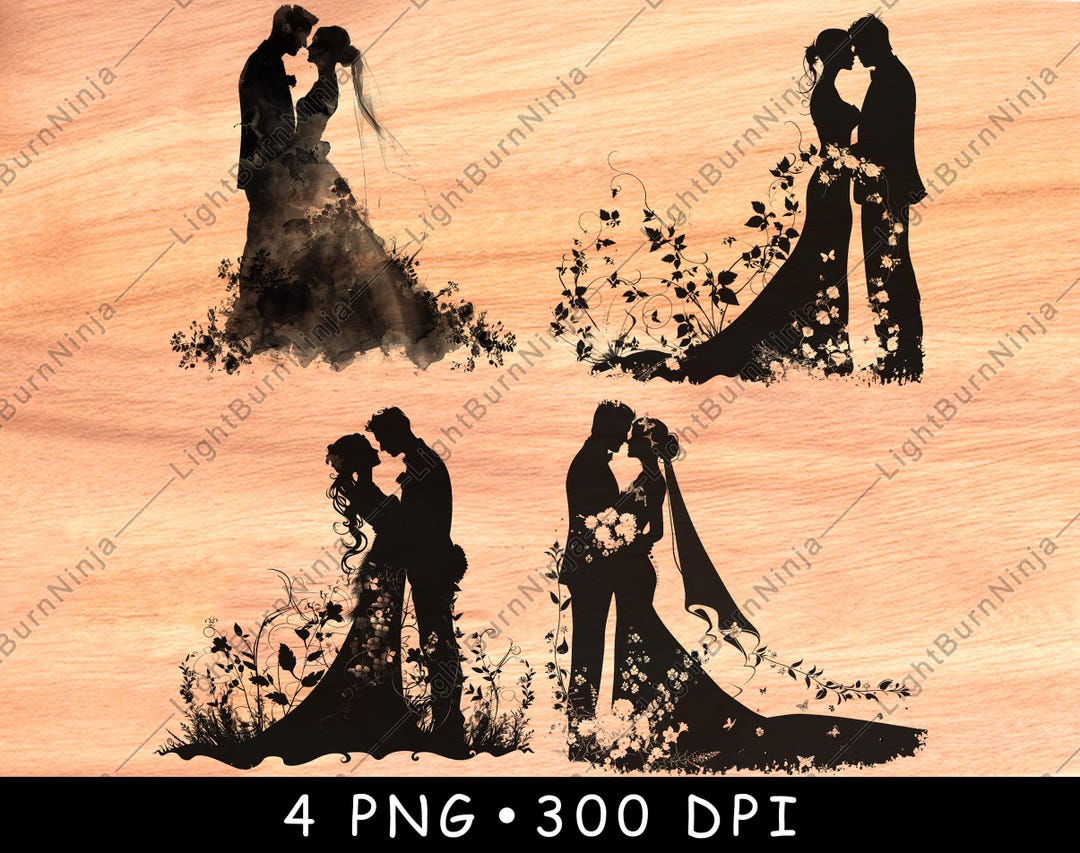 Bride and Groom Floral Wedding Couple Love Romantic Marriage Laser File ...