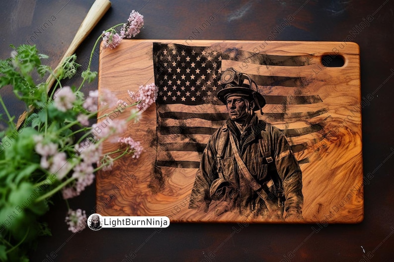 American Fireman Firefighter Flag Rescue Responder Crew Duty Laser File ...