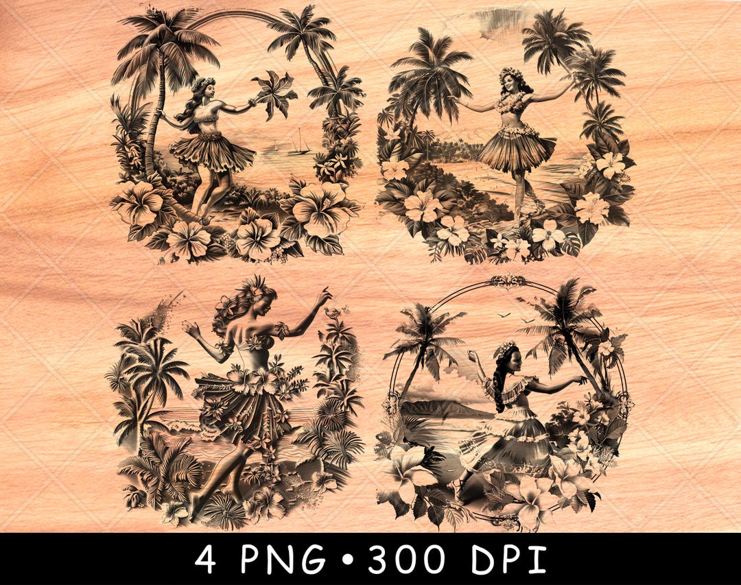 Hula Dancer PNG Bundle | Tropical Hawaiian Clipart for Laser Engraving ...