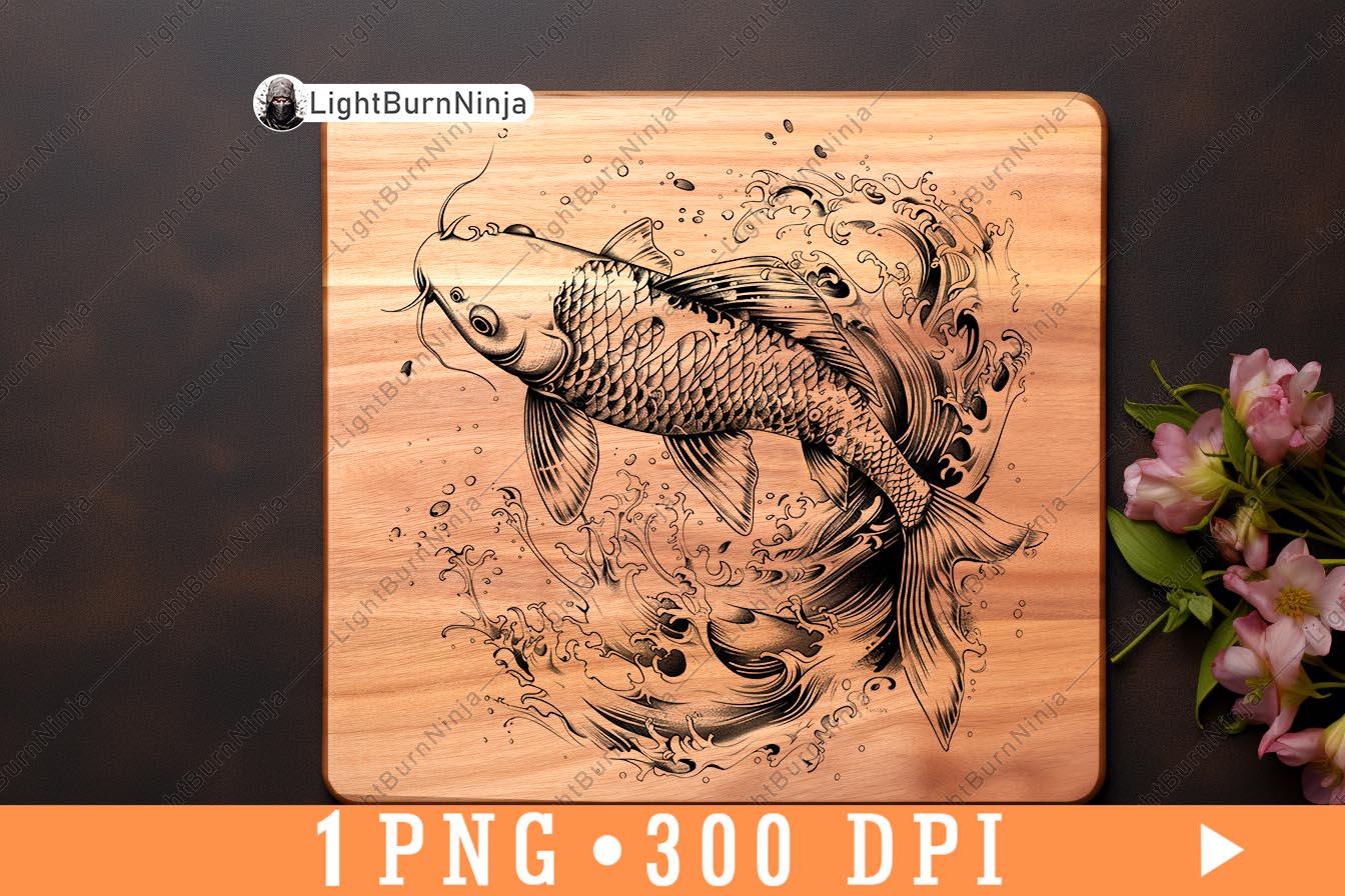 Koi Fish PNG for Laser Engraving | Japanese Koi Clipart With Water ...