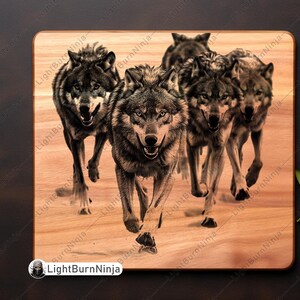 Wolf Pack Running Scene Gray Wolf Wildlife Animal Nature Laser File ...