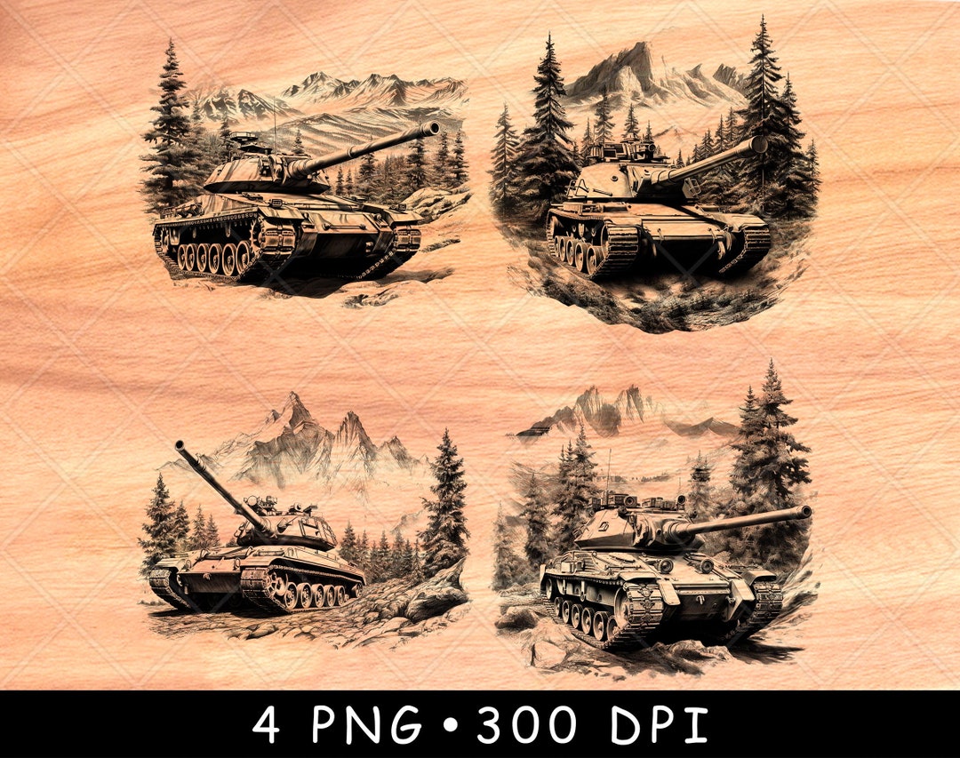 WW2 Tank PNG Bundle for Laser Engraving | Vintage Military Tank Clipart ...