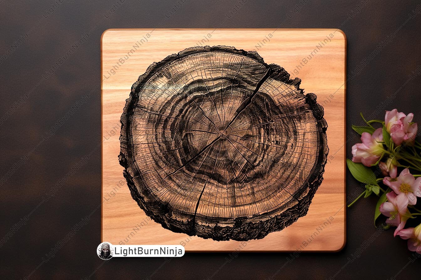 Tree Slice Slab Circular Wood Cutout Piece Timber Log Disc Laser File ...