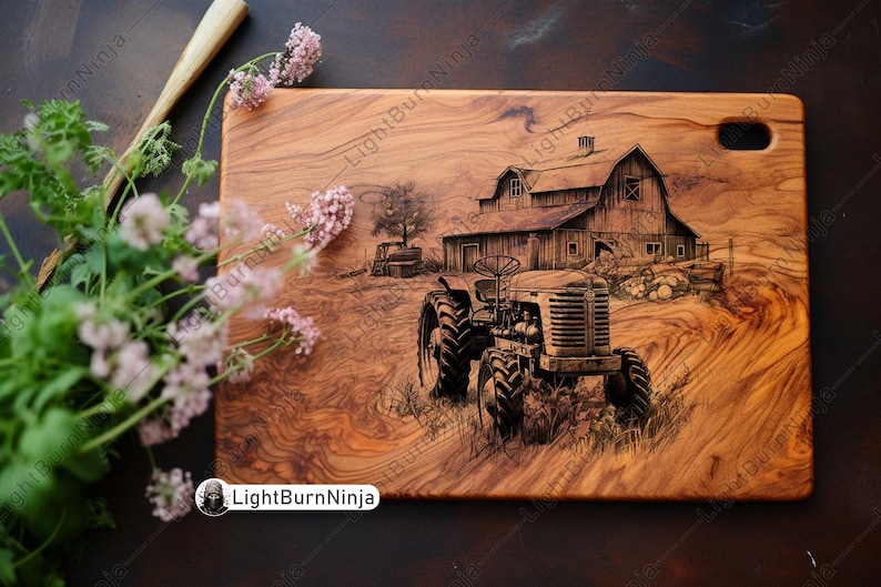 Old Tractor Rustic Farm Barn Farmland Retro Ranch Landscape Laser File ...