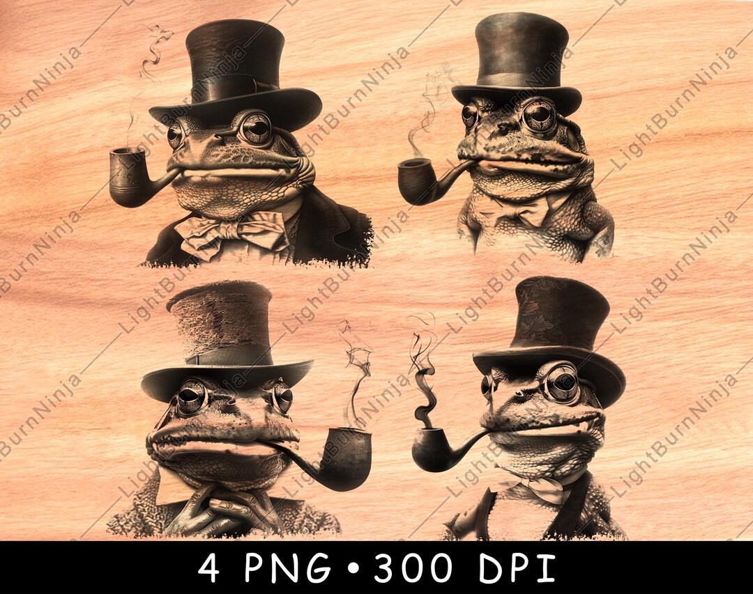 Frog Top Hat Smoking Cigar Dapper Lizard Reptile Amphibian Laser File ...