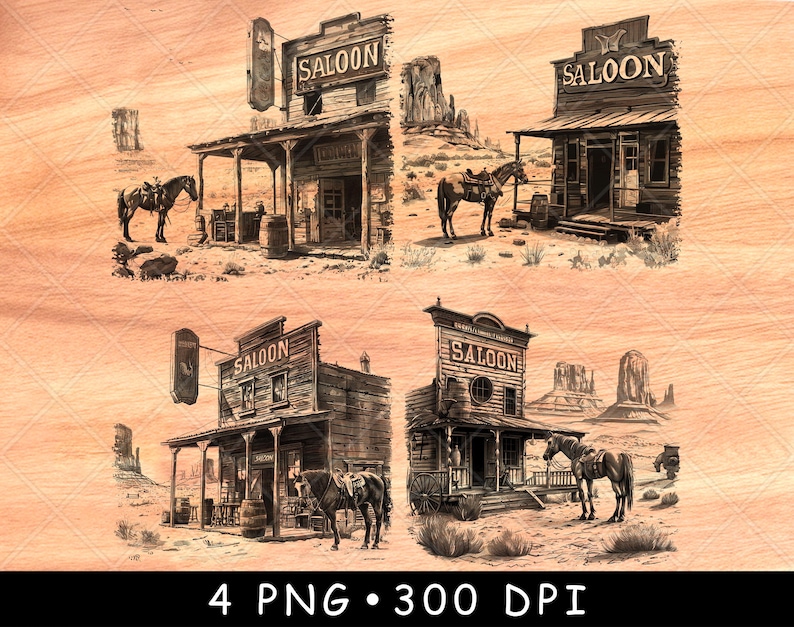 West Saloon Horse Desert Bar Country Frontier Life Old Town Laser File ...