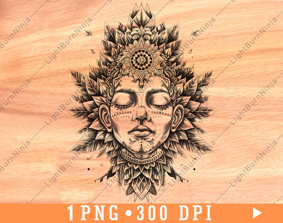 Sacred Face Mandala PNG | Spiritual Woman Laser Engraving File | Boho ...