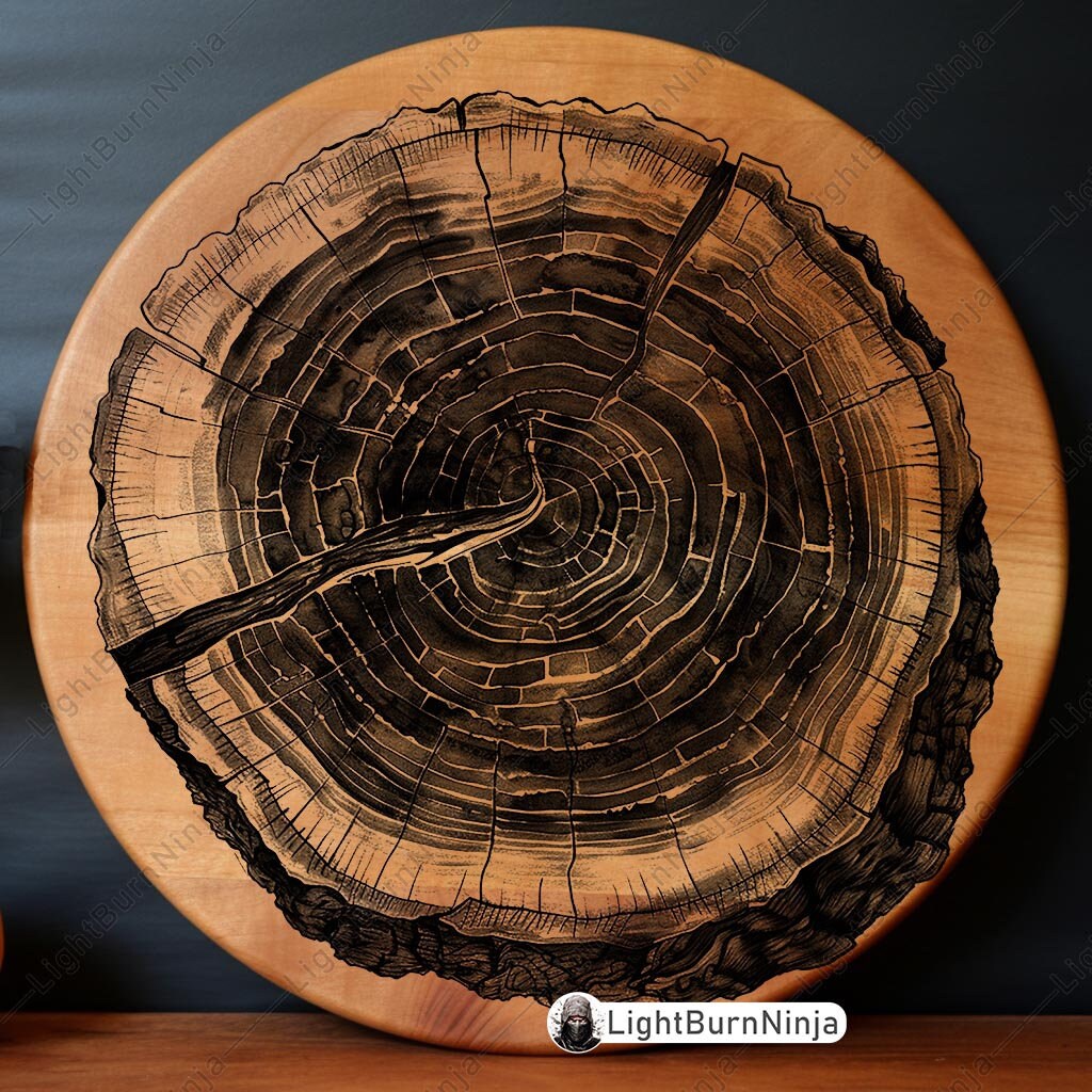 Tree Slice Slab Circular Wood Cutout Piece Timber Log Disc Laser File ...