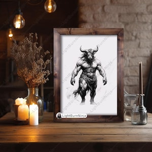Minotaur Myth Crete Human Bull Beast Greek Monster Aries Ram Laser File ...