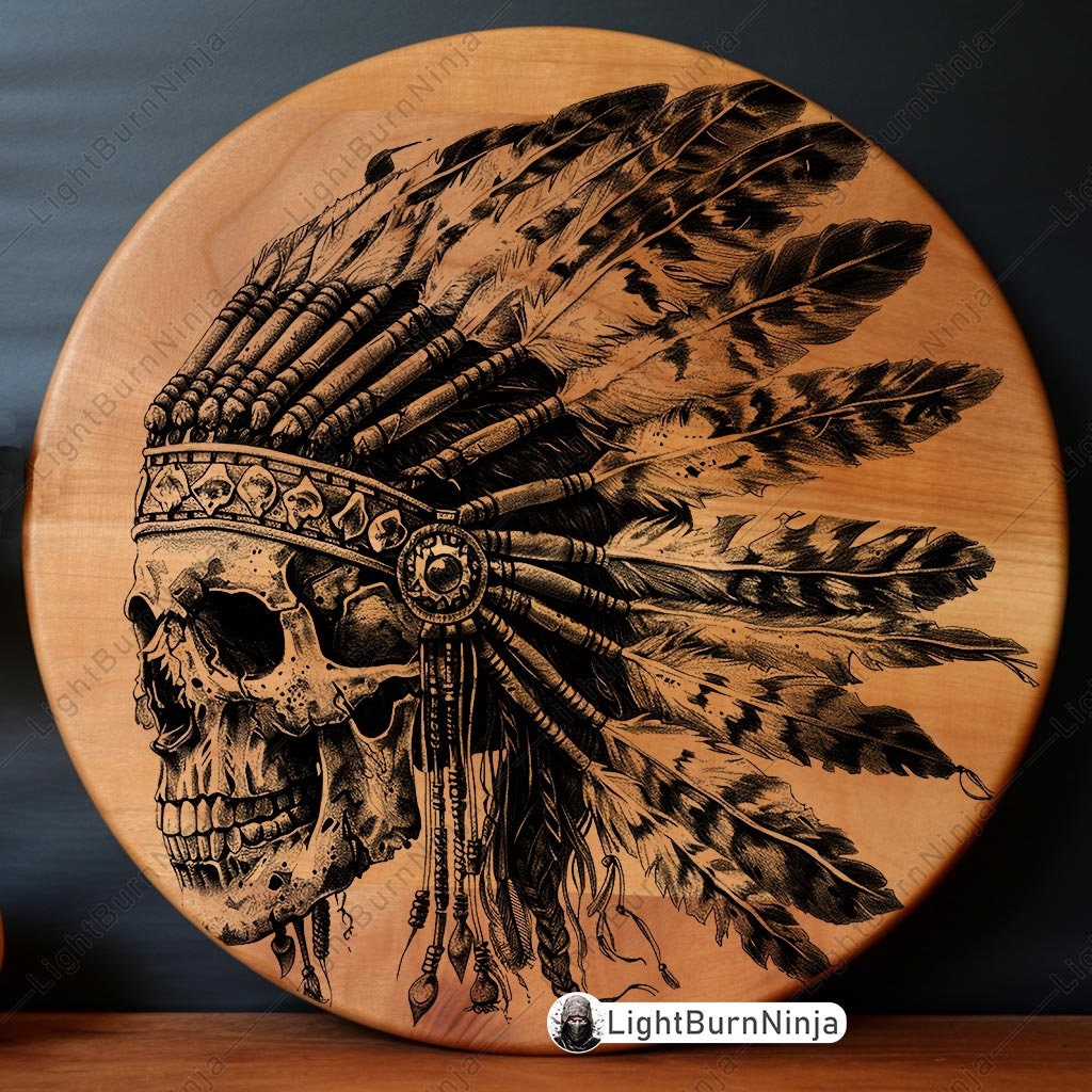 Skull Native Indian American Warrior Skeleton Tribe Chief Laser File ...