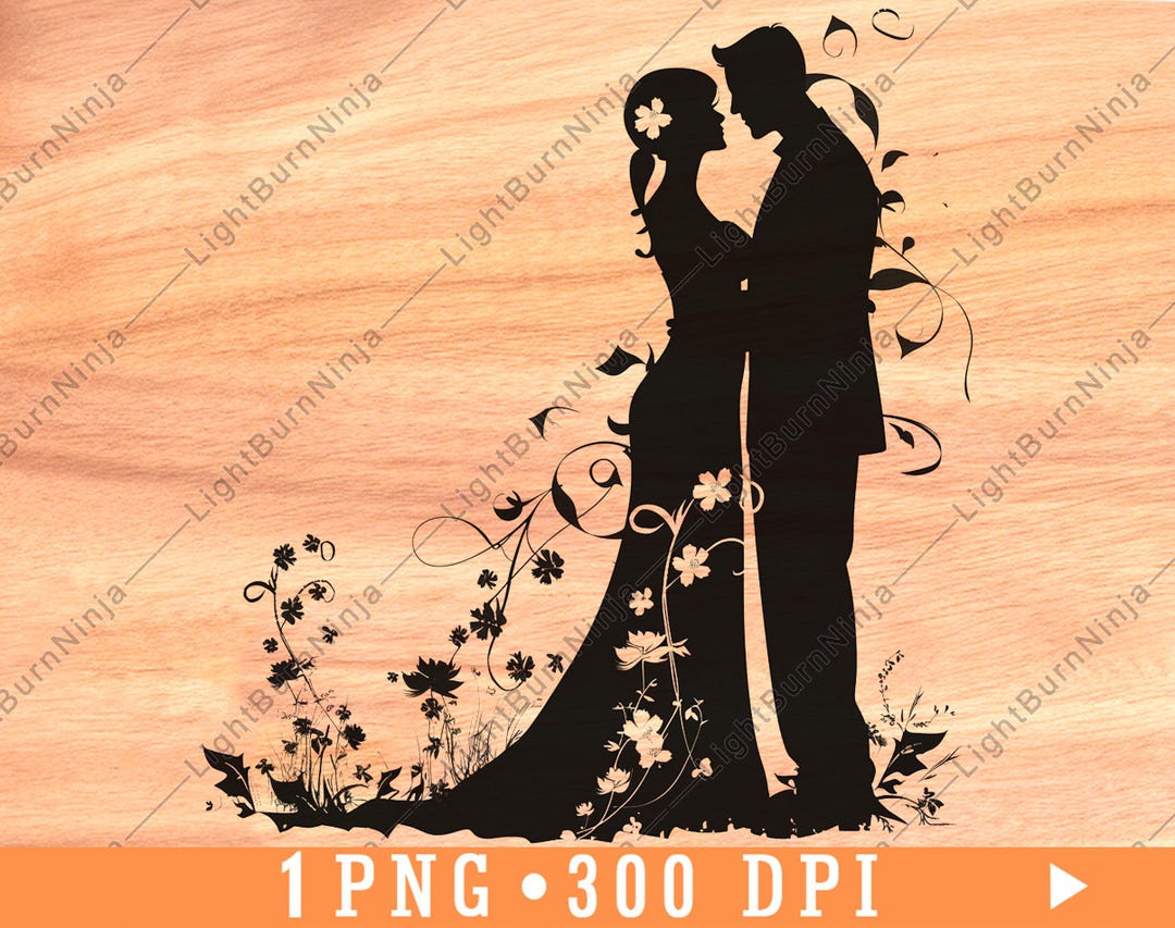 Bride and Groom Floral Wedding Couple Love Romantic Marriage Laser File ...