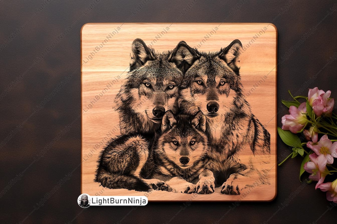 Wolf Family PNG for Laser Engraving | Majestic Wolves Design for Wood ...