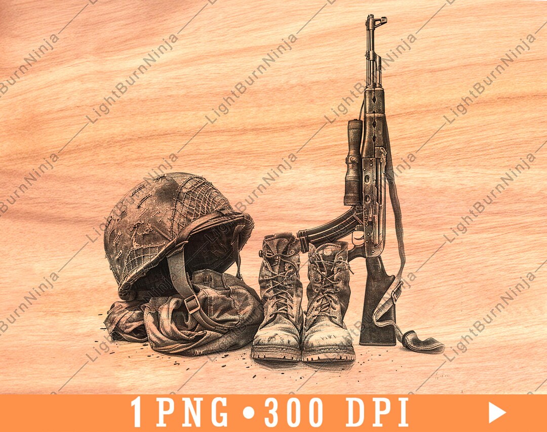 Military Helmet Rifle Boots Soldier Tactical Gears Memorial Laser File ...