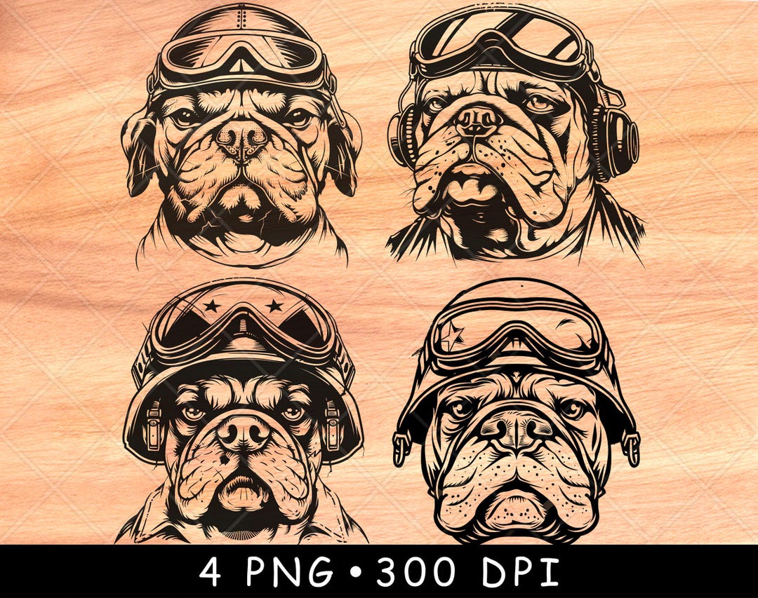 Bulldog Aviator PNG Bundle, Pilot Dog Laser Engraving Design, Vintage ...