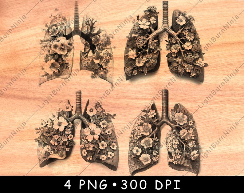 Human Lungs Flowers Veins Botanical Floral Anatomy Nature Art Laser ...