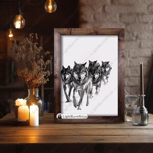 Wolf Pack Running Scene Gray Wolf Wildlife Animal Nature Laser File ...