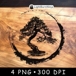 Ancient Japanese Bonsai Zen Tree Circle Nature Decorative Art Laser ...