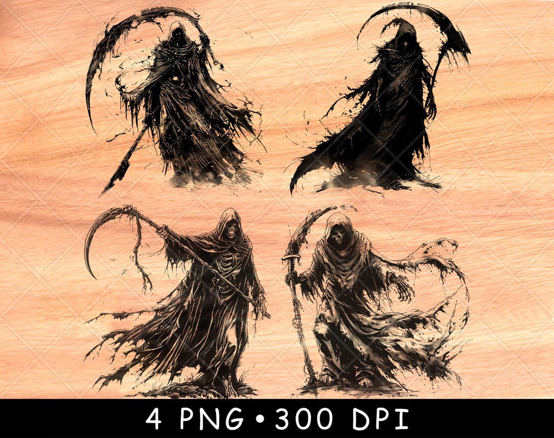 Grim Reaper Spooky Death Scythe Dark Soul Collector Halloween Laser ...