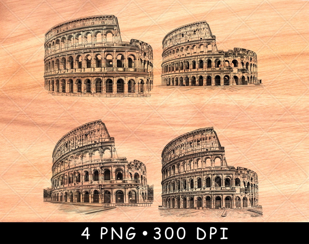 Colosseum Rome PNG for Laser Engraving | Ancient Roman Landmark Clipart ...