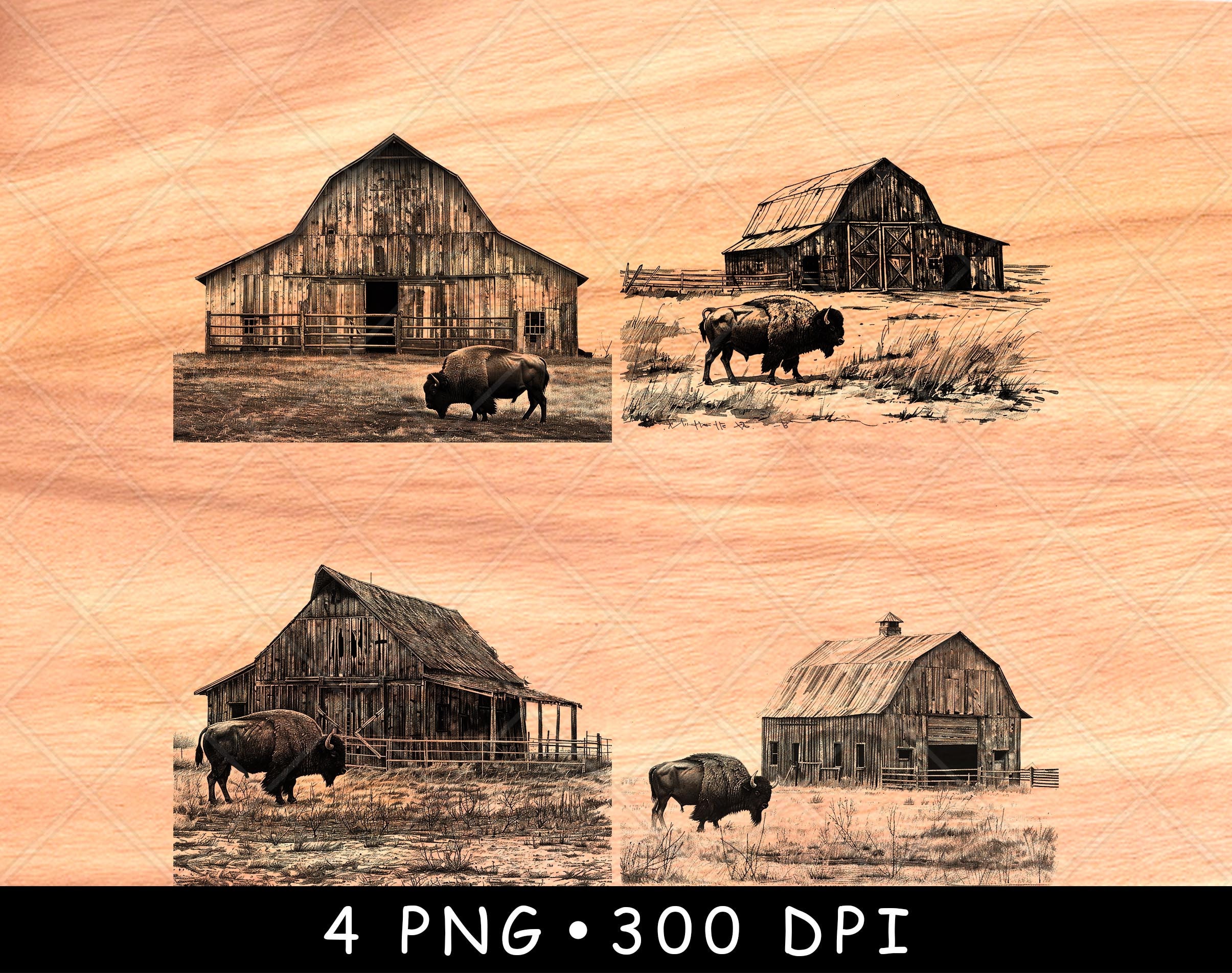 Bison Bull Buffalo Rustic Farm Barn Old Ranch Country Animals Laser ...