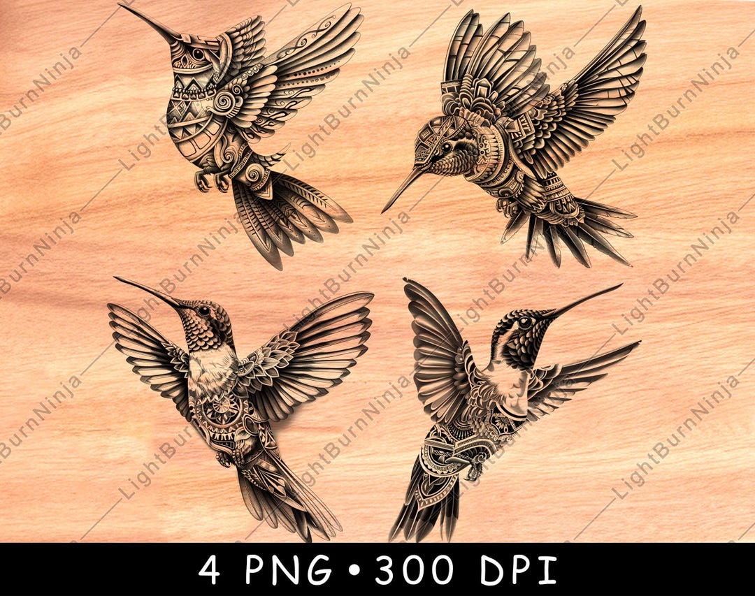 Hummingbird Traditional Mayan Patterns Tribal Geometric Bird Laser File ...