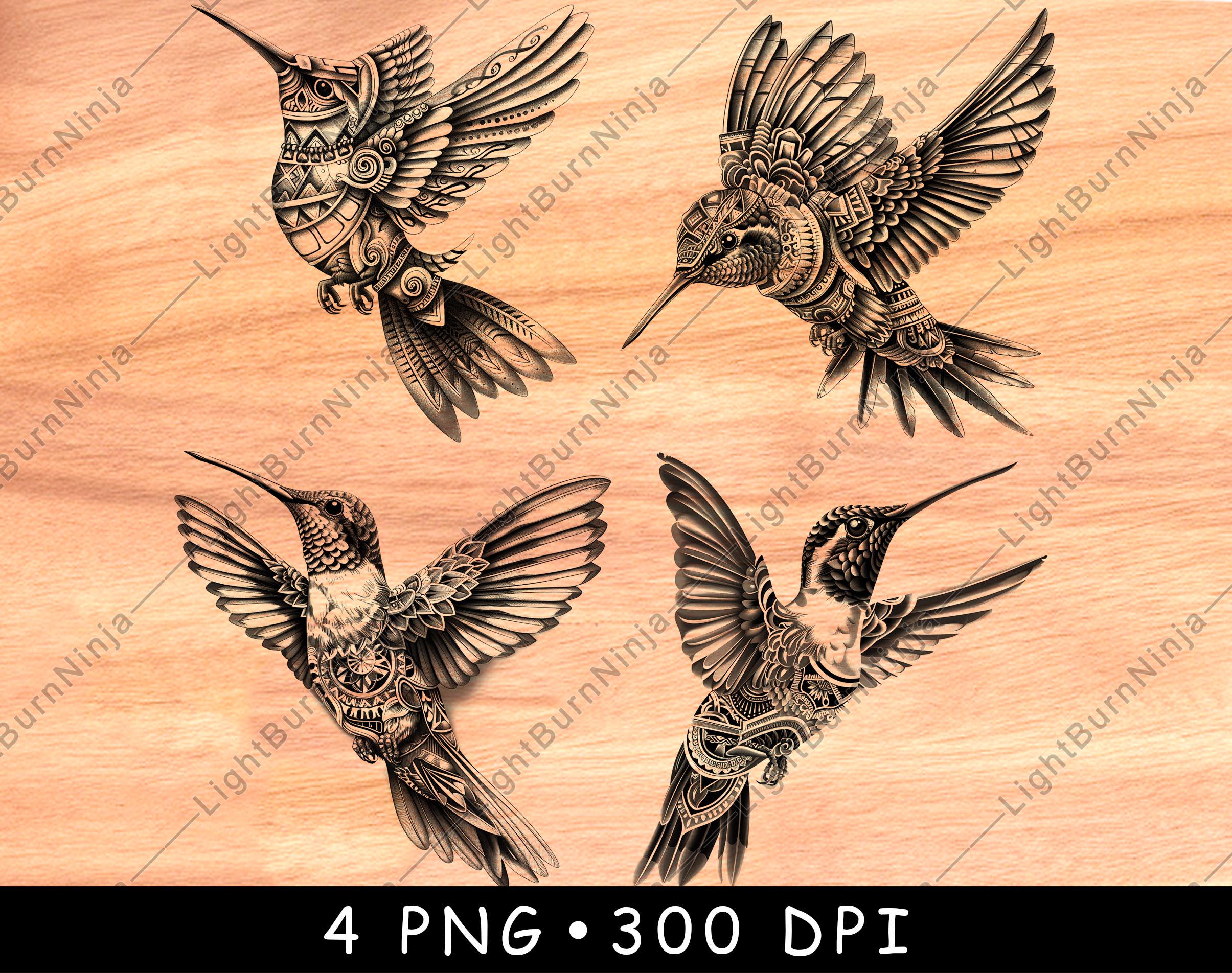 Hummingbird Traditional Mayan Patterns Tribal Geometric Bird Laser File ...