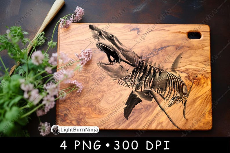 Shark Skeleton PNG Bundle, Great White Skull Art, Ocean Predator Bone ...