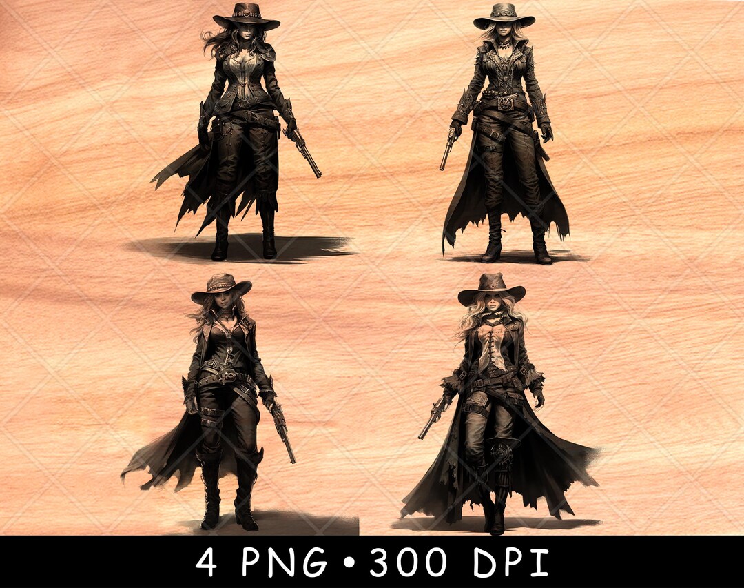 Female Gunslinger Western Gunfighter Bandit Gunwoman Country Laser File ...