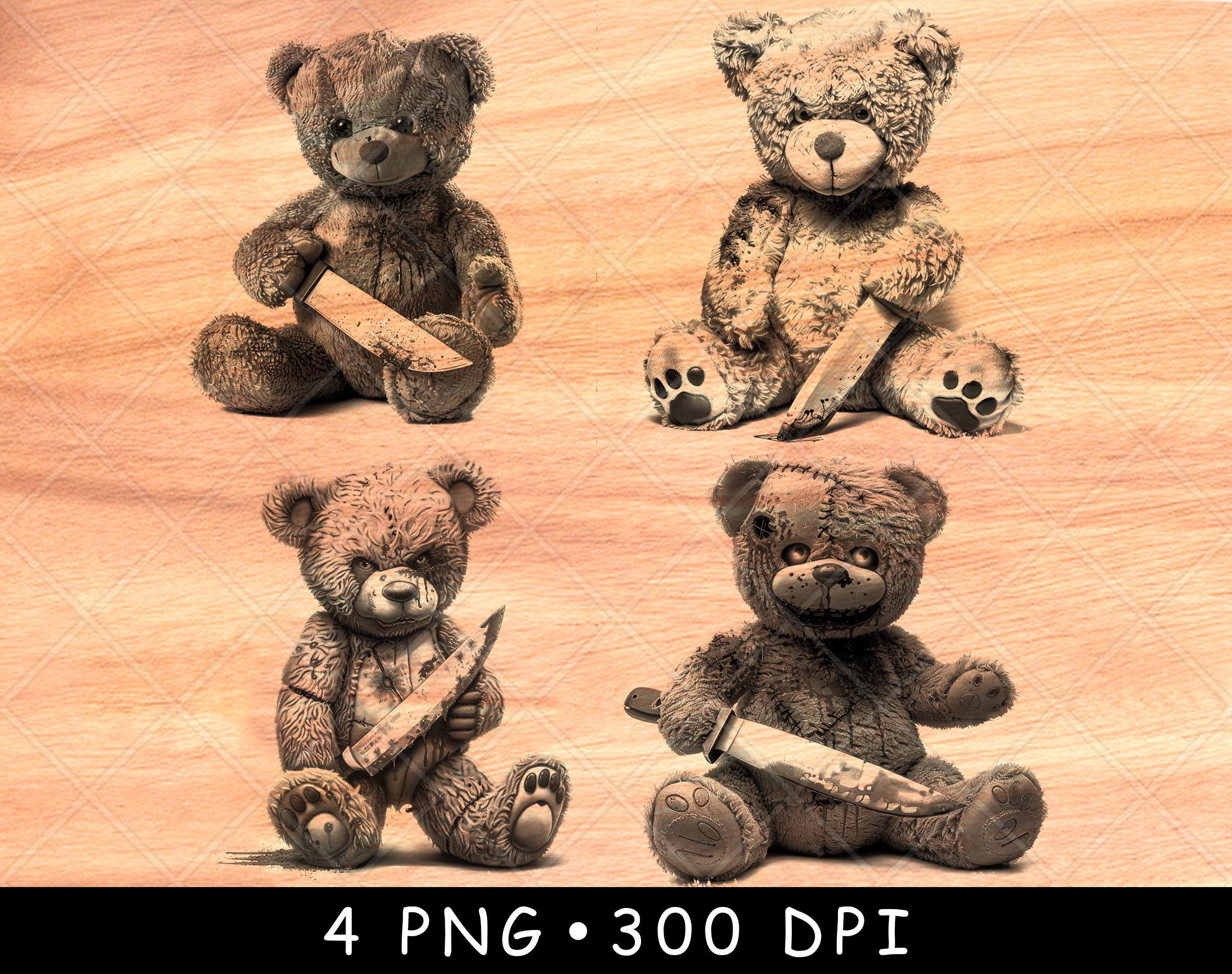 Angry Teddy Bear Knife Bloods Killer Stuffed Toy Scary Horror Laser ...