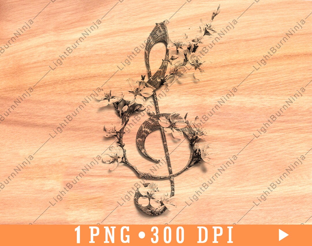 Cherry Blossoms Musical Note Treble G Clef Flowers Petals Art Laser ...