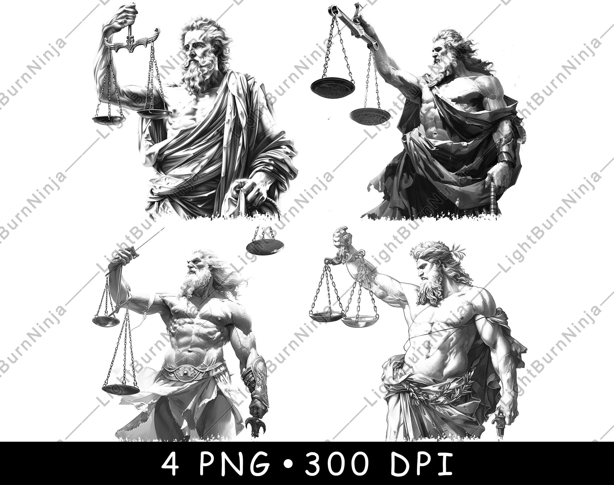 Zeus Holding Scales Justice Balance Law Greek Myth Ancient Laser File ...