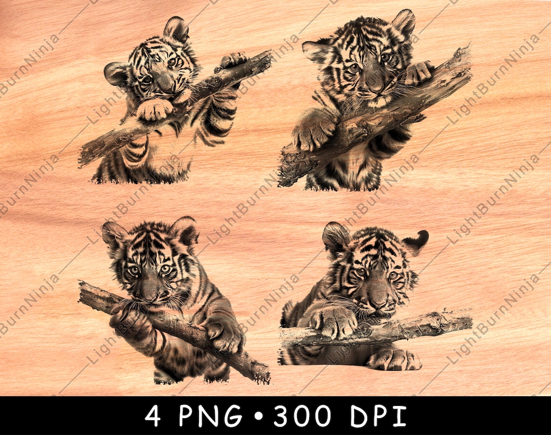 Tiger Cub PNG Bundle, Baby Tiger Laser Engraving Design, Woodland ...