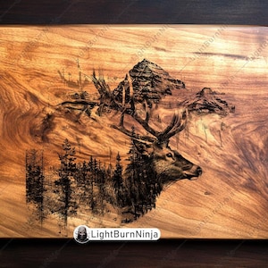 Elk Head Mountain Scene Wild Large Deer Bull Wapiti Forest Laser File ...
