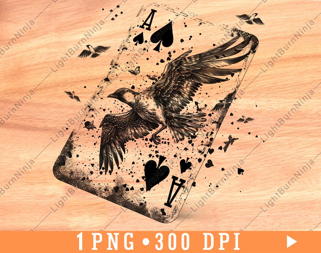 Birds Flying Ace of Spades Symbol Playing Card Lucky Stakes Laser File ...