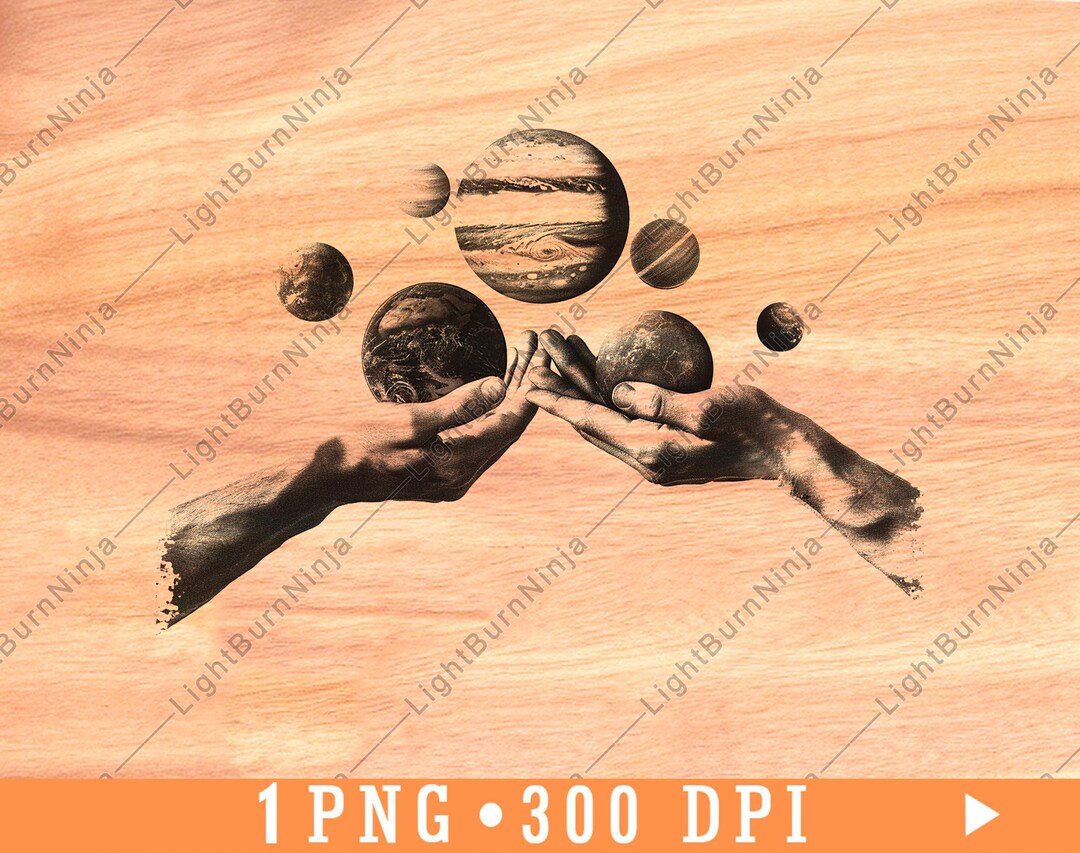 Two Hands Universe Space Planets Galaxy Solar Cosmic Elements Laser ...