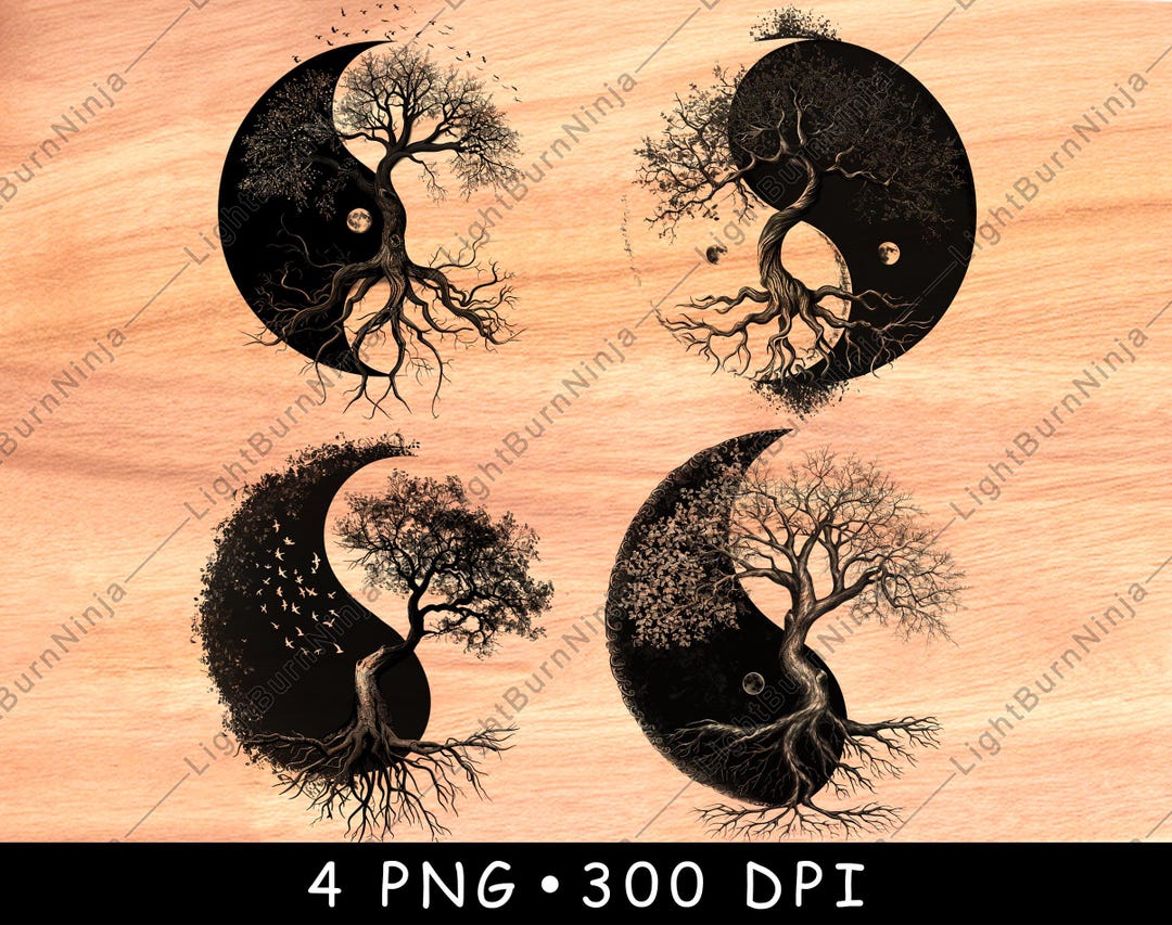 Yin Yang Symbol Tree Life Roots Duality Nature Lunar Balance Laser File ...