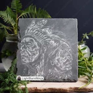 Old Native American Couple Tribal Indian Shaman Navajo Chief Laser File ...