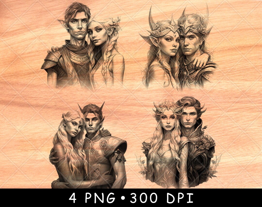 Elf Couple Pair Love Elves Duo Enchanted Tale Magical Fantasy Laser ...