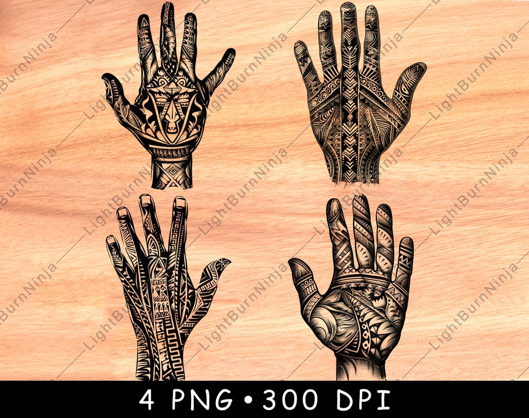 Traditional Hand Polynesian Boho Ethnic Tribal Pattern Design Laser ...