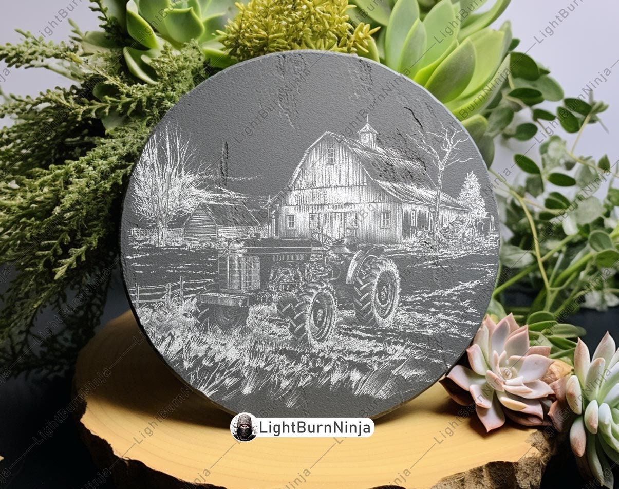 Old Tractor Rustic Farm Barn Farmland Retro Ranch Landscape Laser File ...