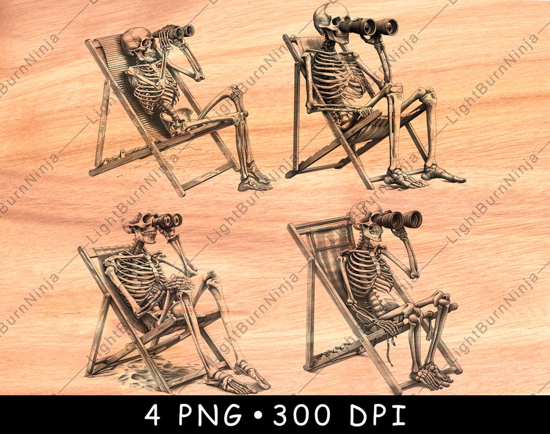 Skeleton Beach Deck Chair Vacation Binoculars Funny Telescope Laser ...