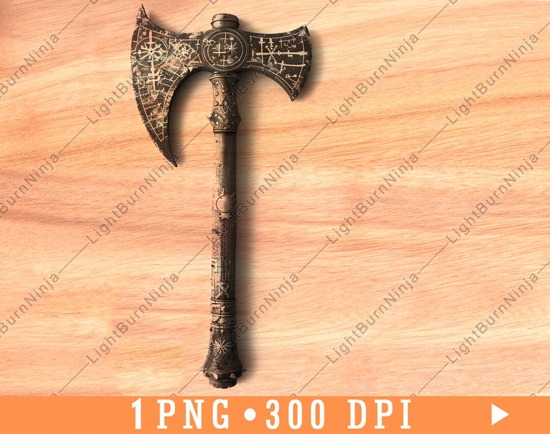 Viking Battle Axe Runic Symbols Warrior Medieval Weapon Norse Laser ...