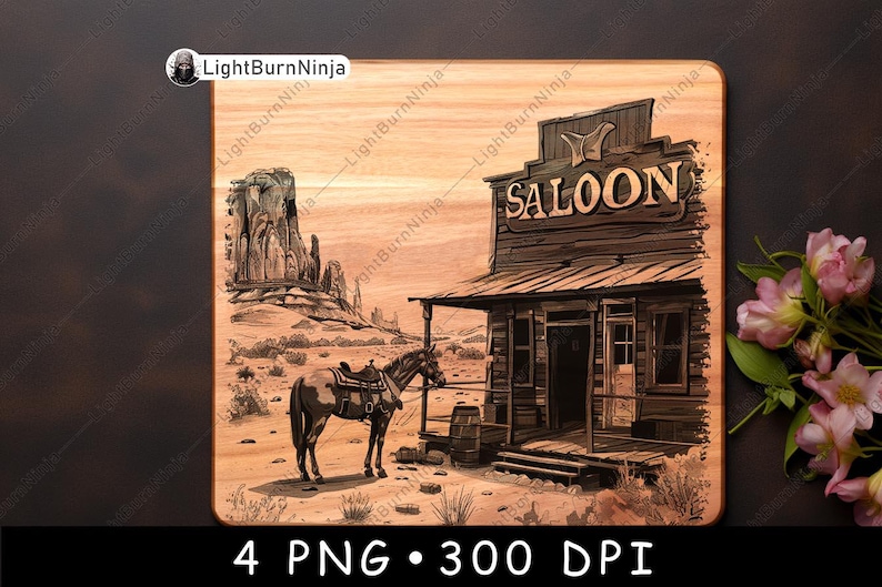 West Saloon Horse Desert Bar Country Frontier Life Old Town Laser File ...