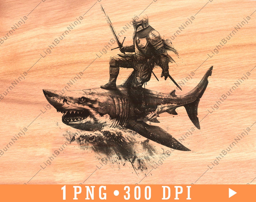 Knight Shark Sword Epic Fantasy Armored Killer Underwater Art Laser ...