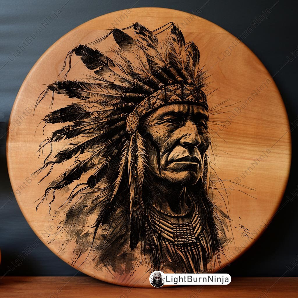 Native Warrior PNG for Laser Engraving | Tribal Chief Headdress Clipart ...