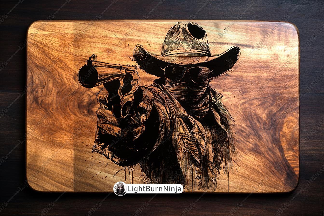 Wild West Gunslinger PNG | Cowboy Aiming Revolver Laser Engraving File ...