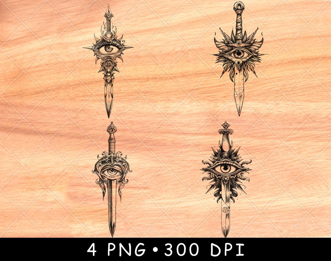Dagger Evil Eye Sharp Sword Knife Gothic Symbol Weapon Blade Laser File ...