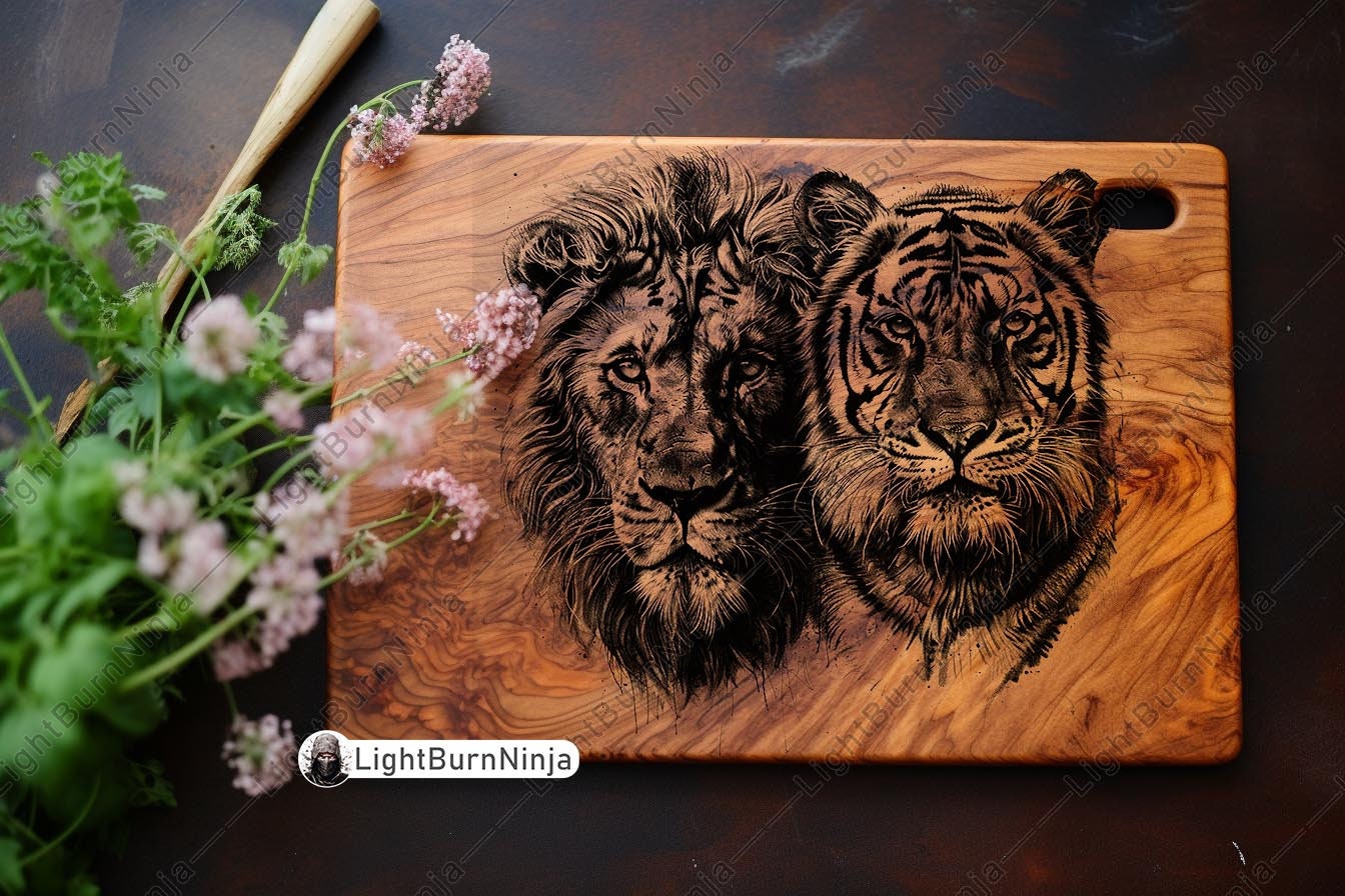 Lion and Tiger Wild Animals Predators Wildlife Portrait King Laser File ...