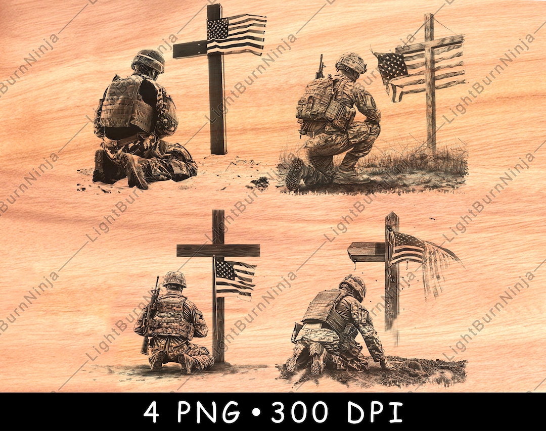 Soldier Memorial PNG Laser Engraving Fallen Hero Cross Grave Military ...